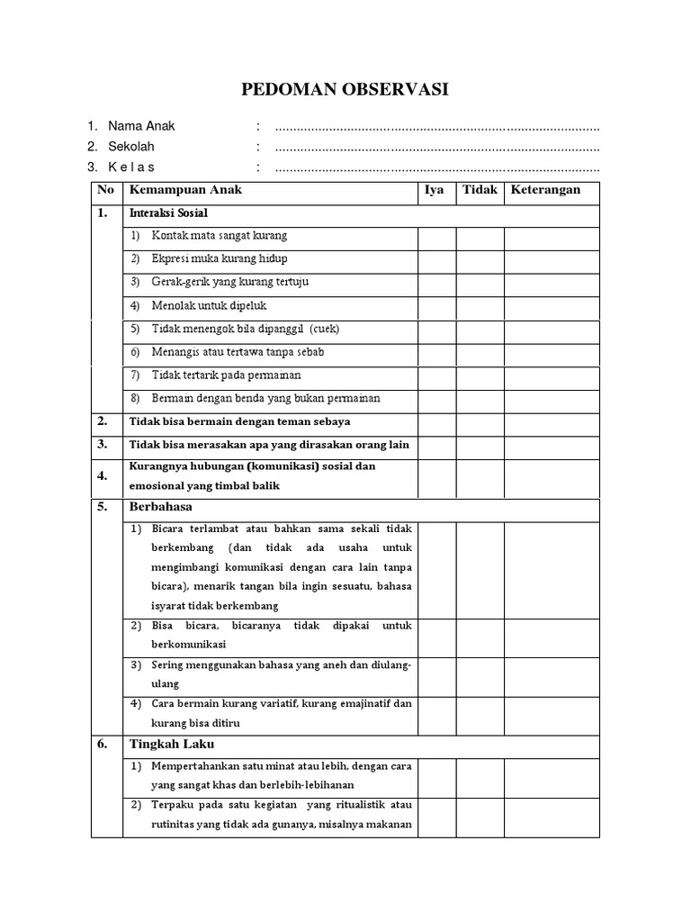 Pedoman Observasi | PDF