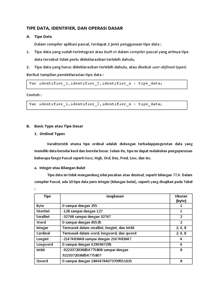 BAB 4 Tipe Data Dan Basic Type | PDF