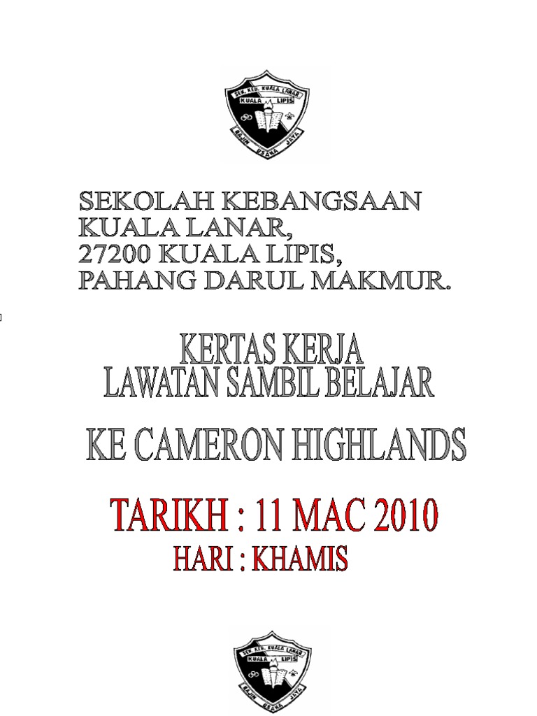 PROPOSAL LAWATAN SAMBIL BELAJAR-cameron Highlands T6 | PDF