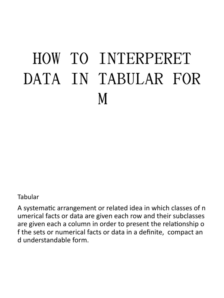 Tabular Data Interpretation Guide | PDF