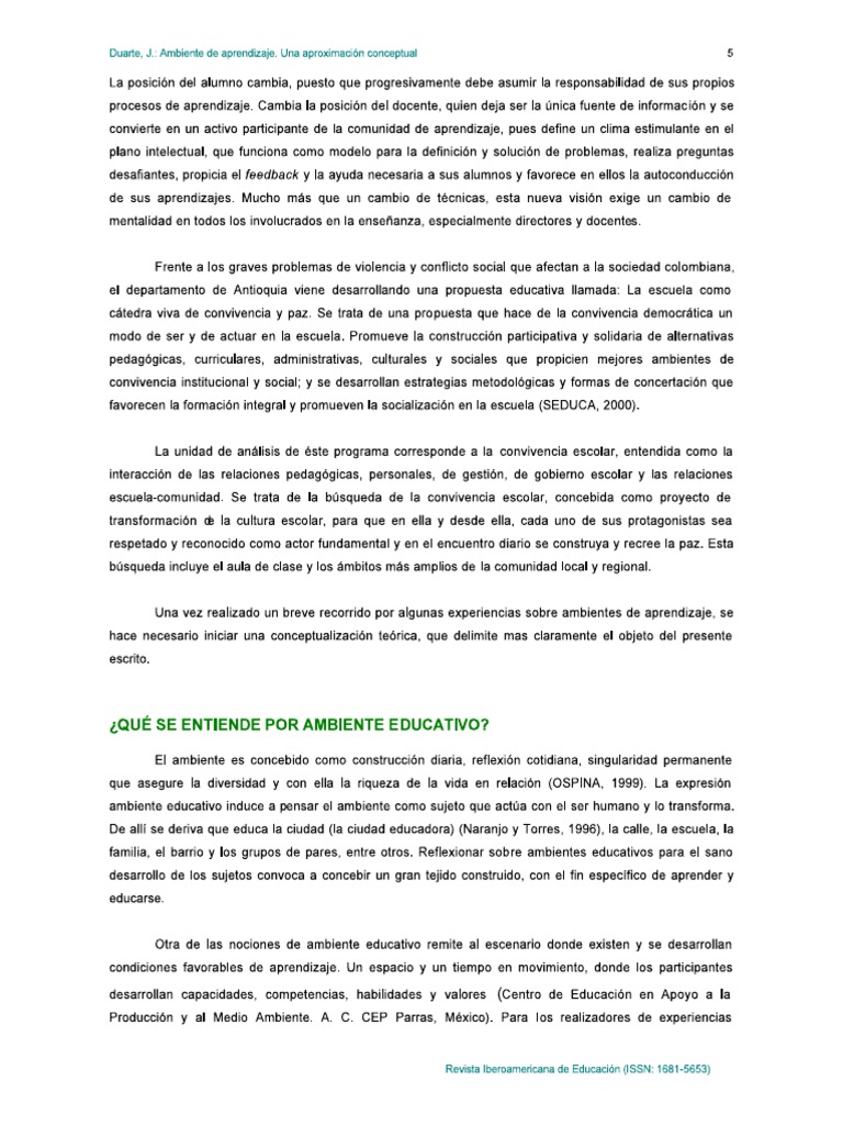 Qué Se Entiende Por Ambiente Educativo PDF | PDF
