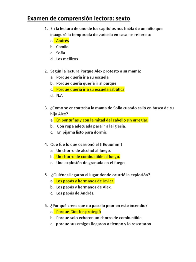 Examen de Comprension Lectora | PDF | Poesía | Ficción general