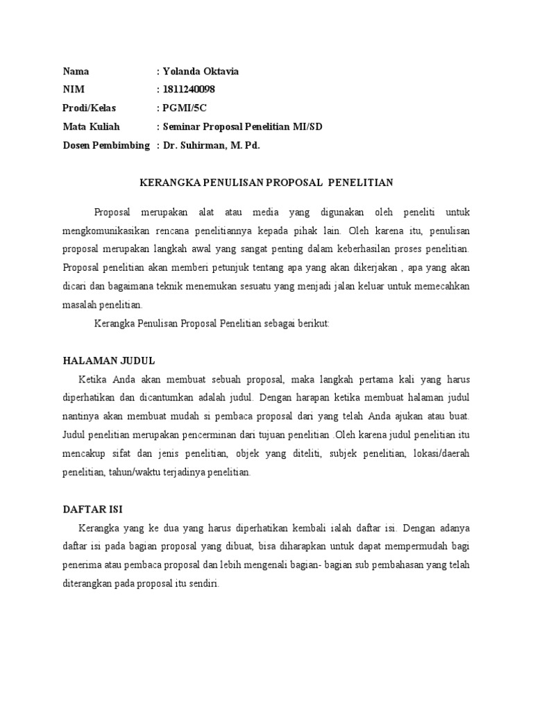 Kerangka Proposal Yolanda Pgmi 5C | PDF
