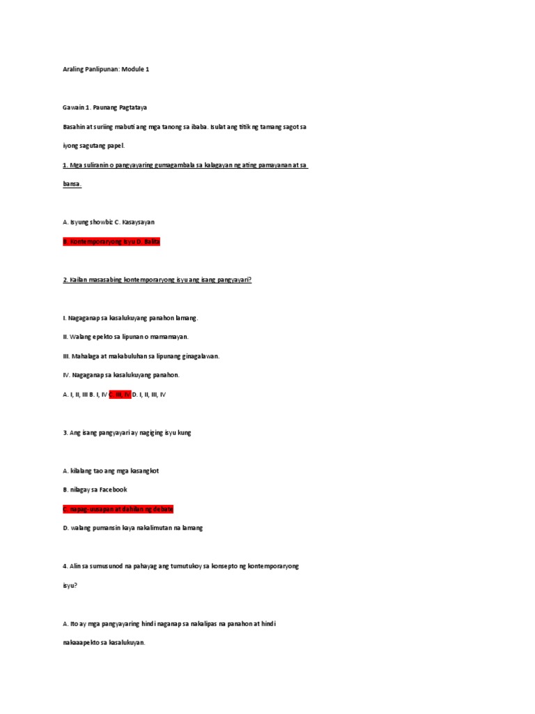 AP Grade 10 Quarter 1 Module 1 Reviewer | PDF