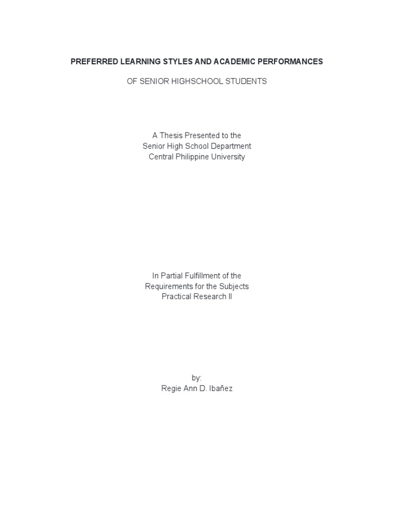 Research Project Final | PDF | Learning Styles | Learning