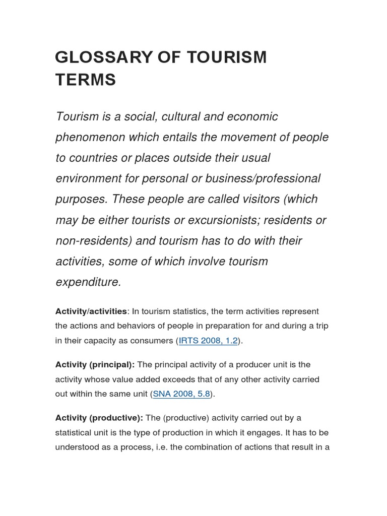 Glossary of Tourism Terms | PDF | Gross Domestic Product | Value Added