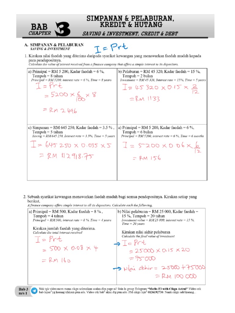 Contoh Pengiraan Bab 3 F3 2019 | PDF