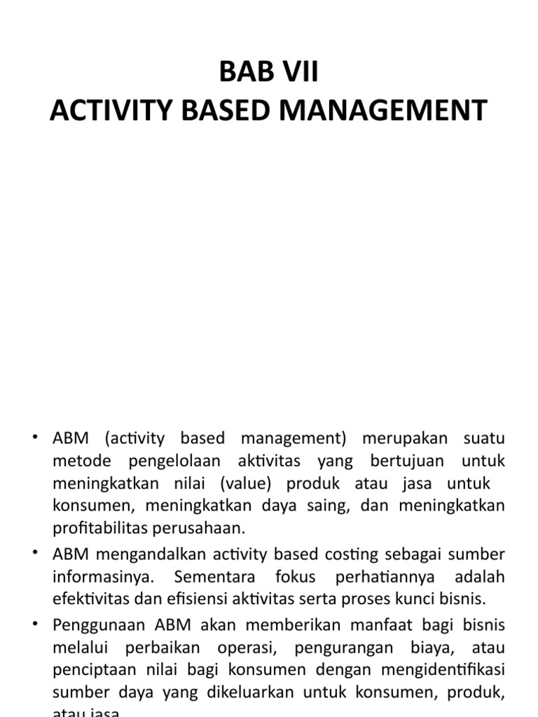Bab Vii Activity Based Management | PDF | Karier & Perkembangan | Bisnis