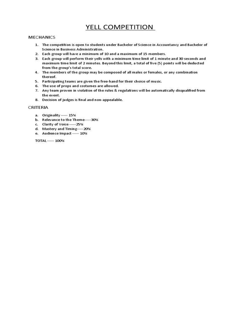 Yell Competition | PDF