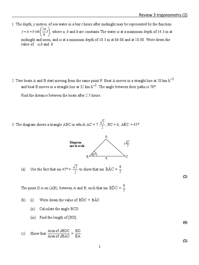 Trigonometry Review: Functions & Angles | PDF | Triangle | Trigonometry