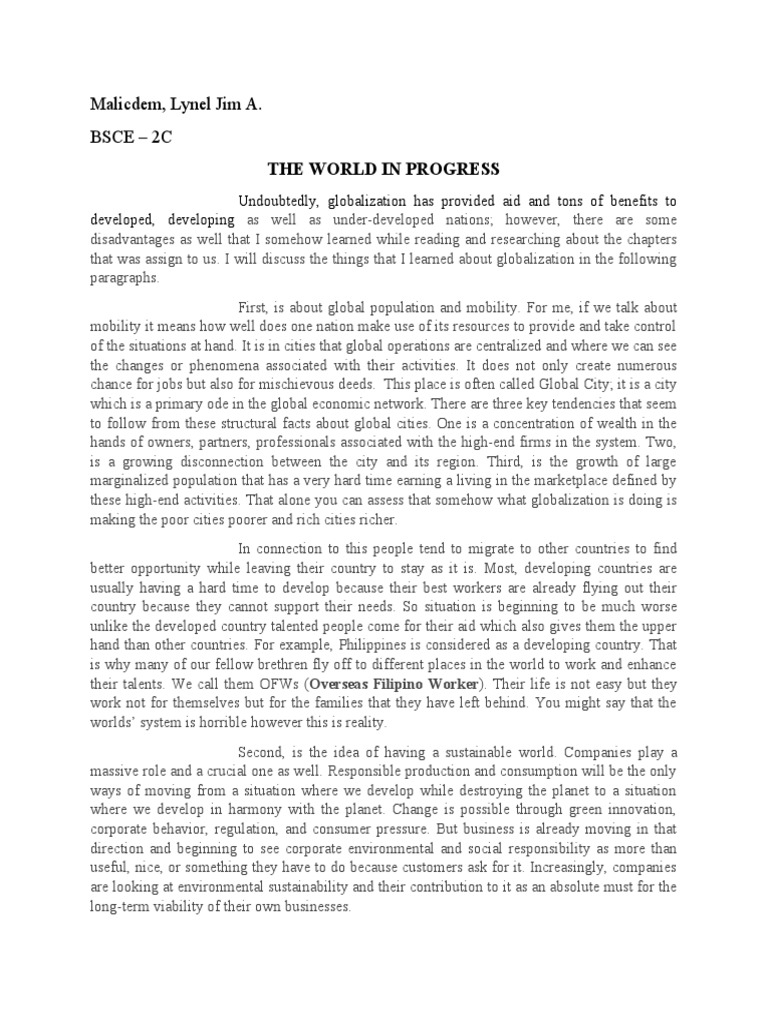 The World in Progress | PDF | Sustainability | Globalization