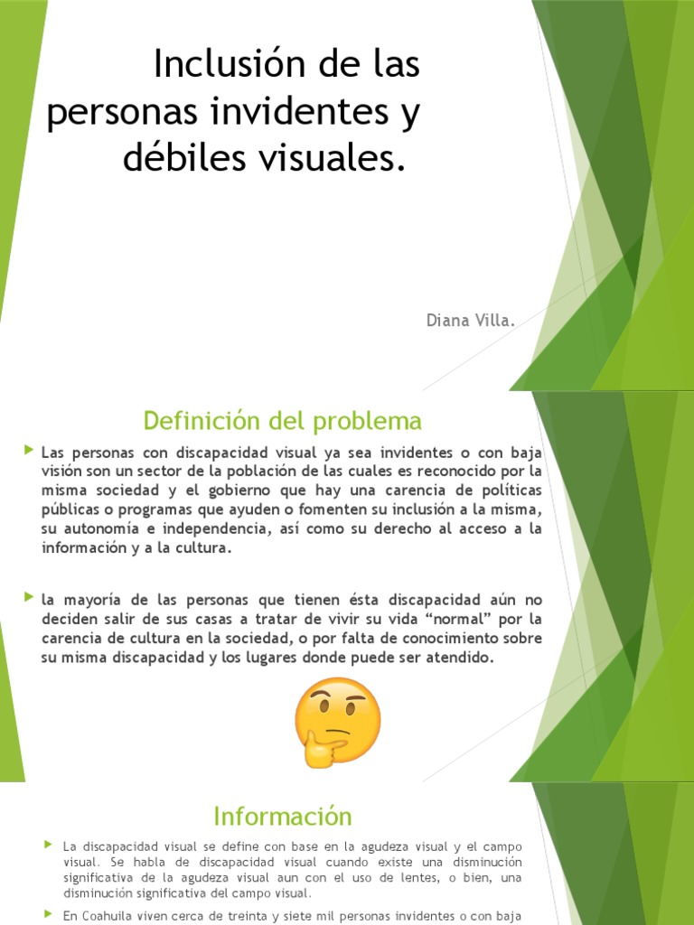 Inclusión de Las Personas Invidentes y Débiles Visuales | PDF ...