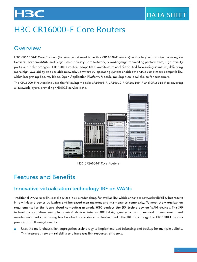 H3C CR16000-F Core Routers: Data Sheet | PDF | Router (Computing ...