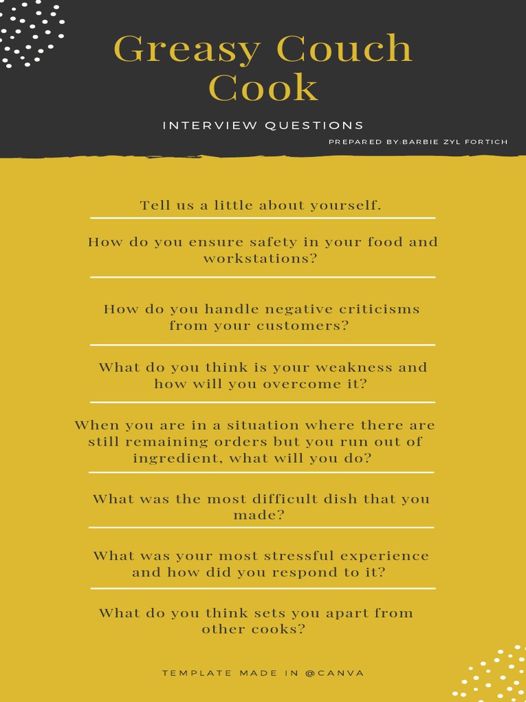 Cook Interview Questions | PDF