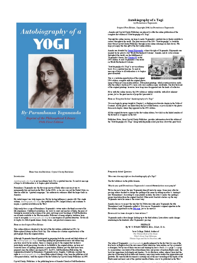 Autobiography of A Yogi: by Paramhansa Yogananda | PDF | Paramahansa ...
