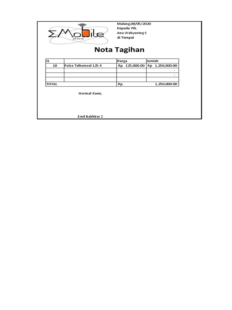 Nota Pembelian Pulsa Telkomsel | PDF