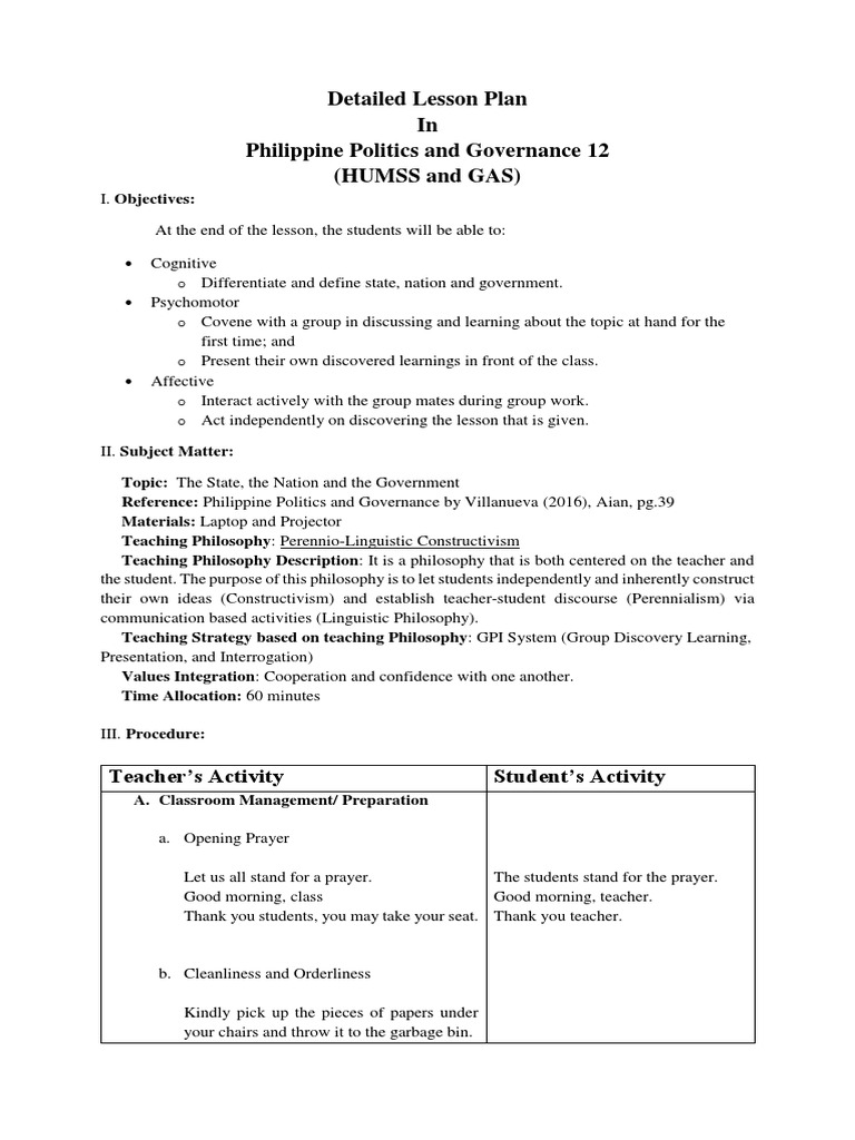 Lesson Plan For Educ 6 PDF | PDF | Nation | Sovereignty