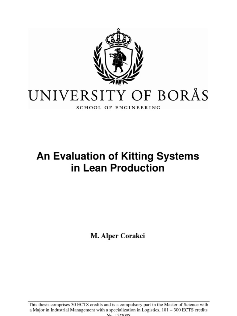 Lean Kitting Systems Evaluation | PDF | Lean Manufacturing | Warehouse