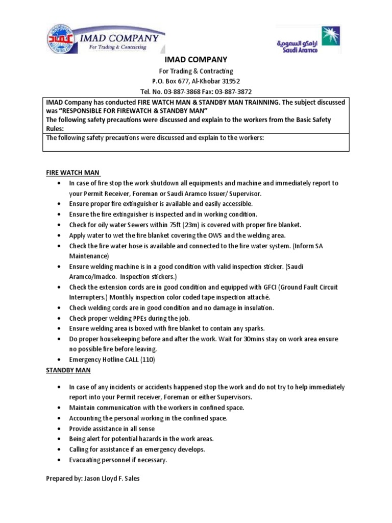 Firewatch Trainning Revised | PDF | Fires | Hazards