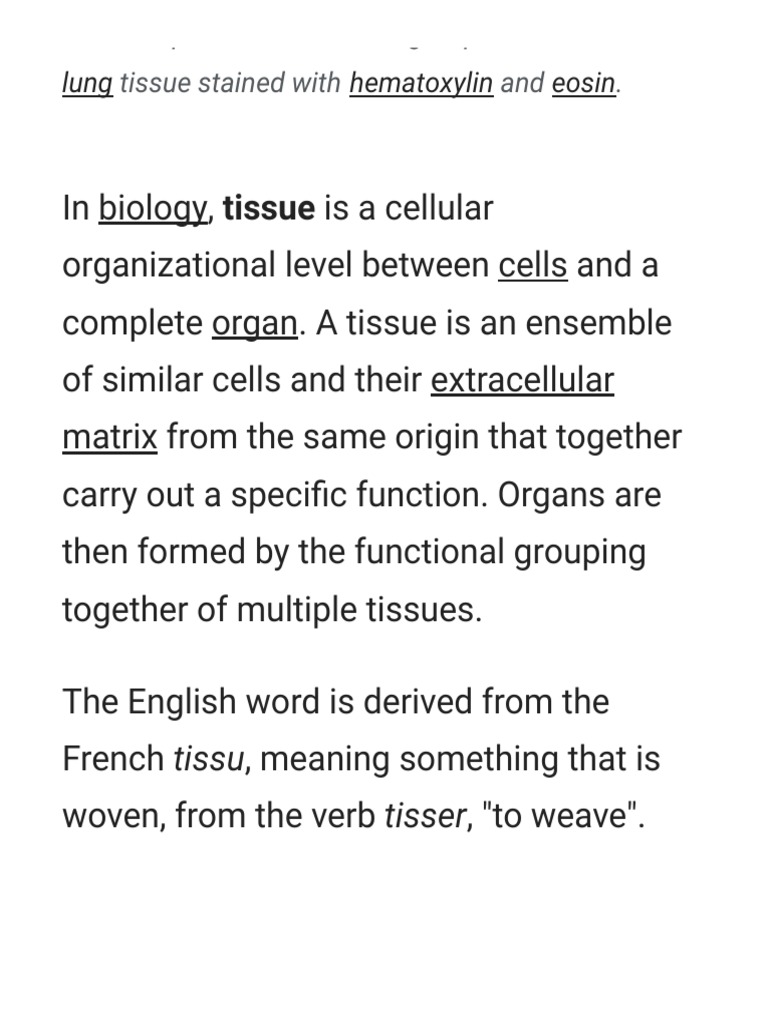 Tissue (Biology) - Wikipedia PDF | PDF | Tissue (Biology) | Epithelium
