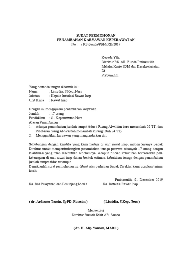 Surat Permohonan Penambahan SDM | PDF