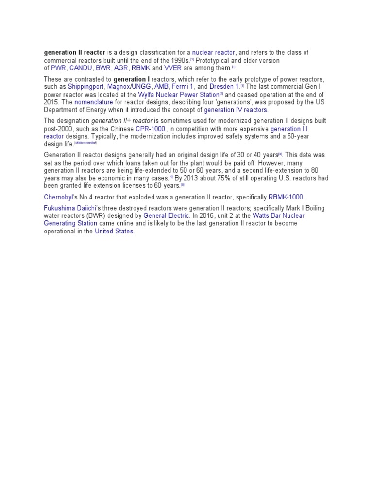 Generation II Reactor | PDF