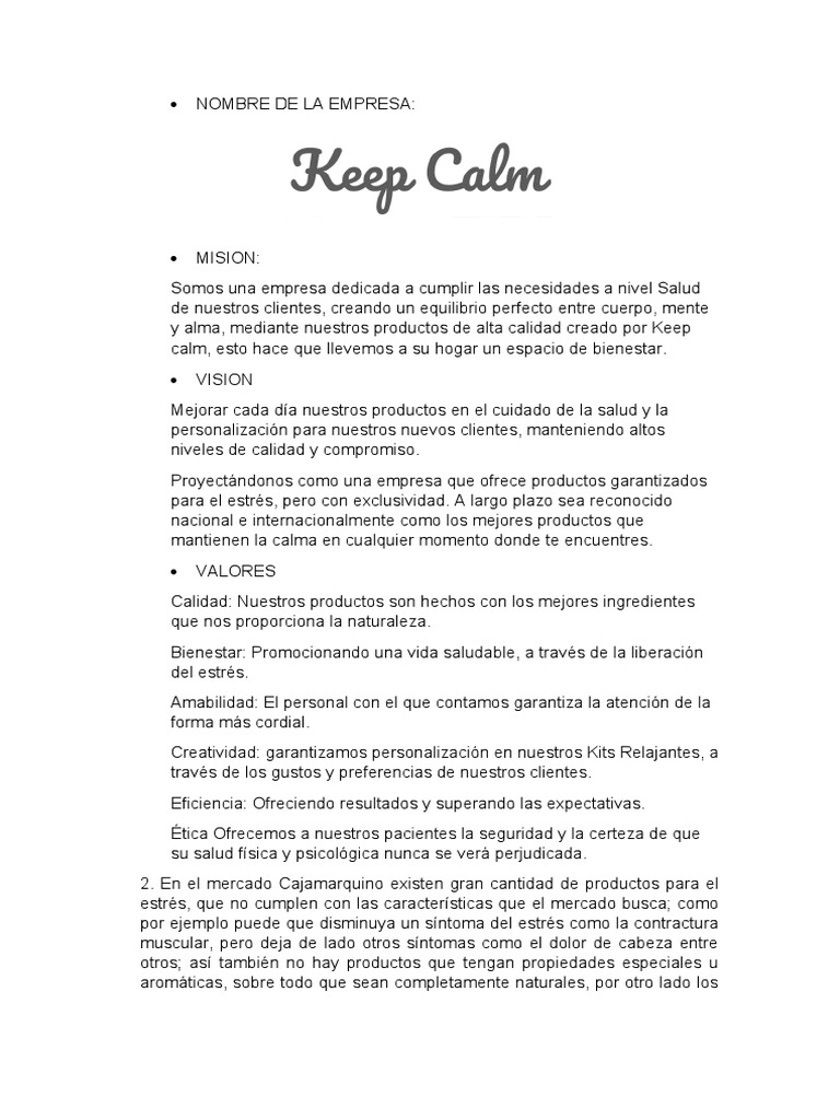 Producto Keep Calm | PDF | Estrés (biología) | Bienestar