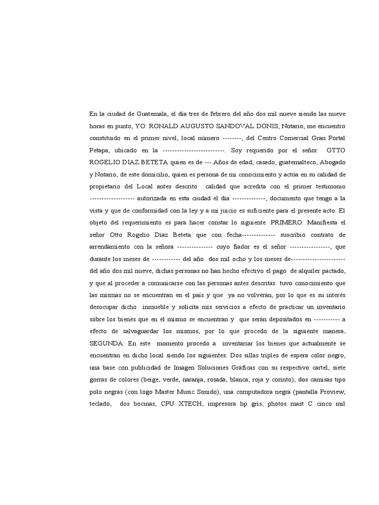 Acta Notarial de Inventario Otto Rogelio Dias Betteta | PDF | Equipo de oficina | Diseño gráfico