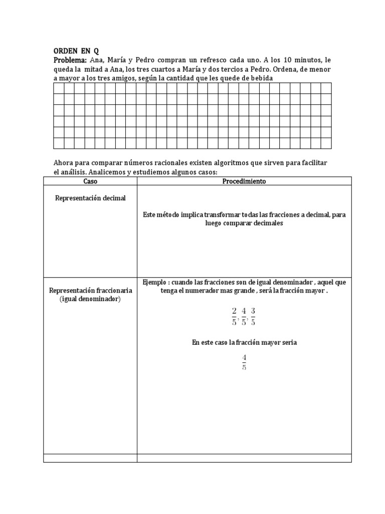 Orden de números racionales en Q | PDF | Fracción (Matemáticas ...