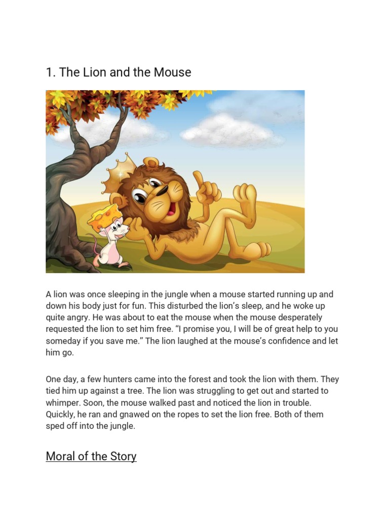 Moral of the Lion and Mouse Story | PDF | General Fiction