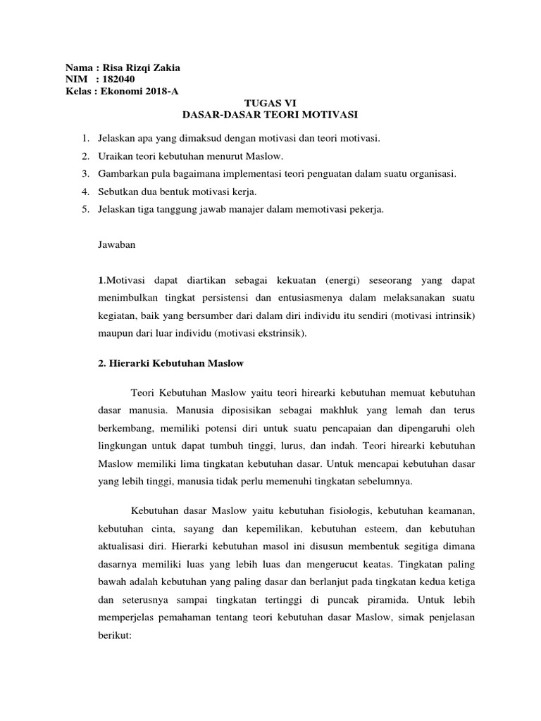 Risa Rizqi Zakia Tugas VI PDF | PDF