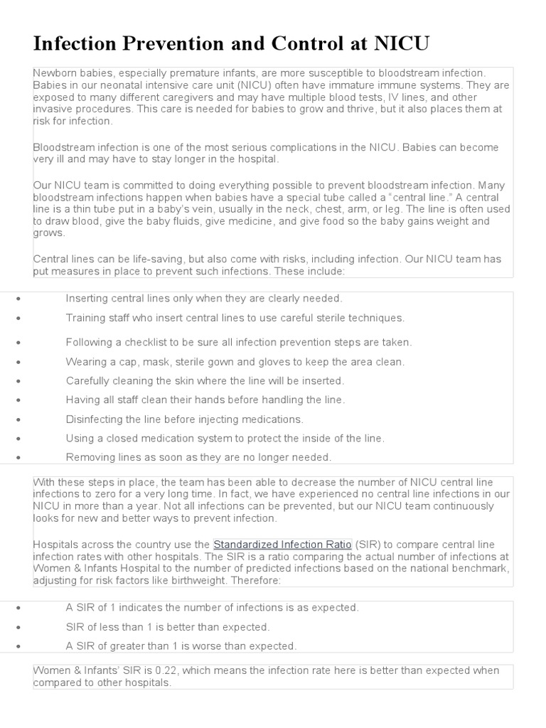 Infection Prevention and Control at NICU | PDF | Neonatal Intensive ...