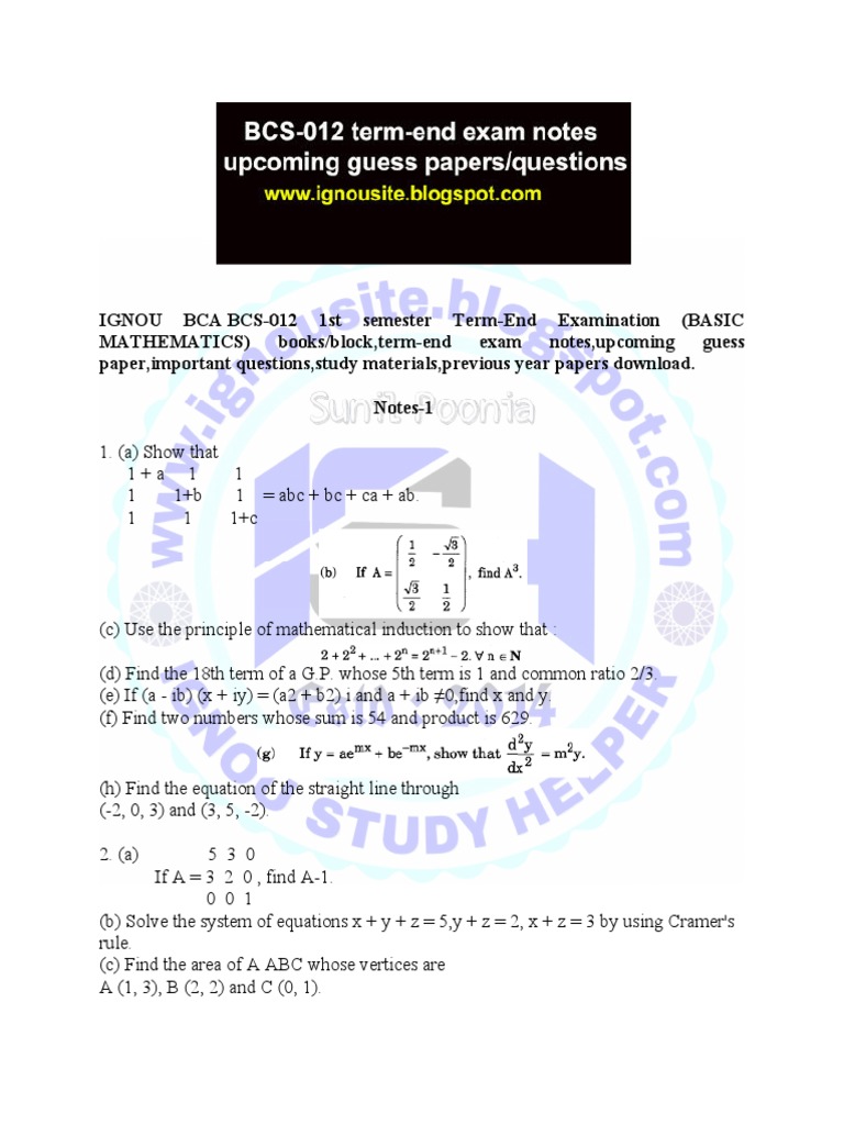 Bcs 012 Notes Pdf Maxima And Minima Equations