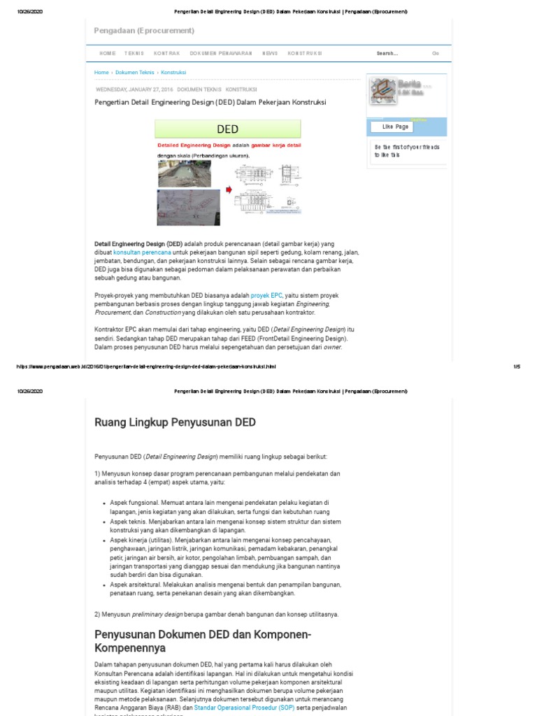 Pengertian Detail Engineering Design (DED) Dalam Pekerjaan Konstruksi ...
