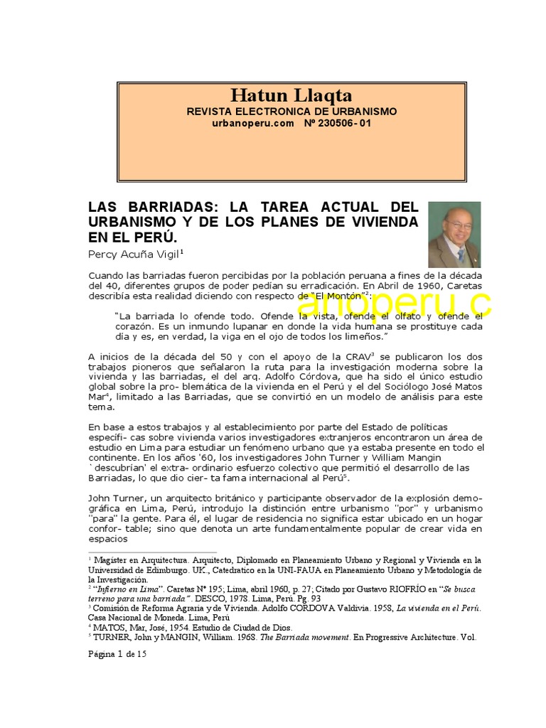 Barriadas: Desafíos y Soluciones Urbanas | PDF | Lima | Perú