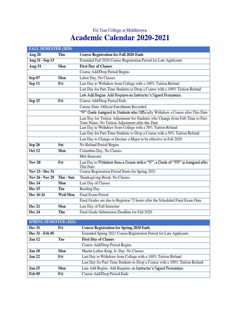 FTCM 2020-2021 Academic Calendar - 20200716-f PDF | PDF | Academic Term ...