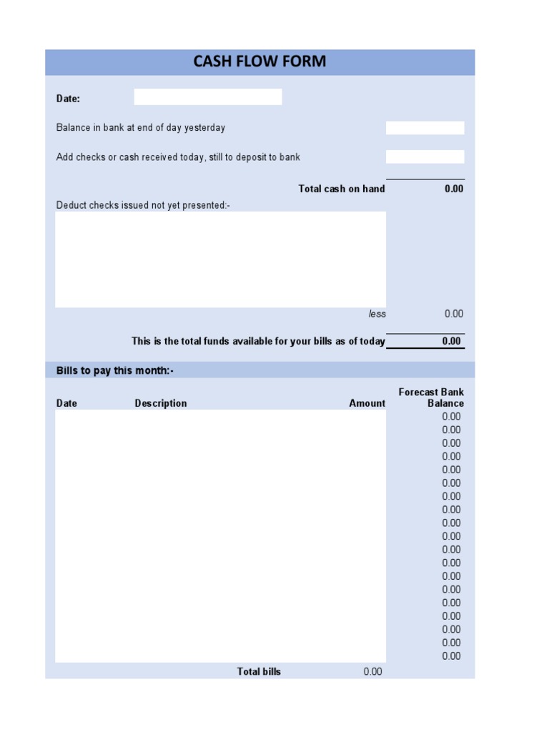Cash Flow Form in Excel | PDF | Deposit Account | Banks