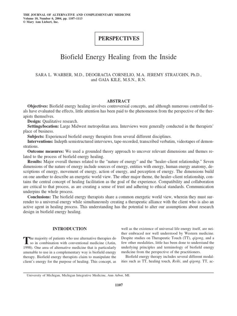 Biofield Energy Healing From The Inside | PDF