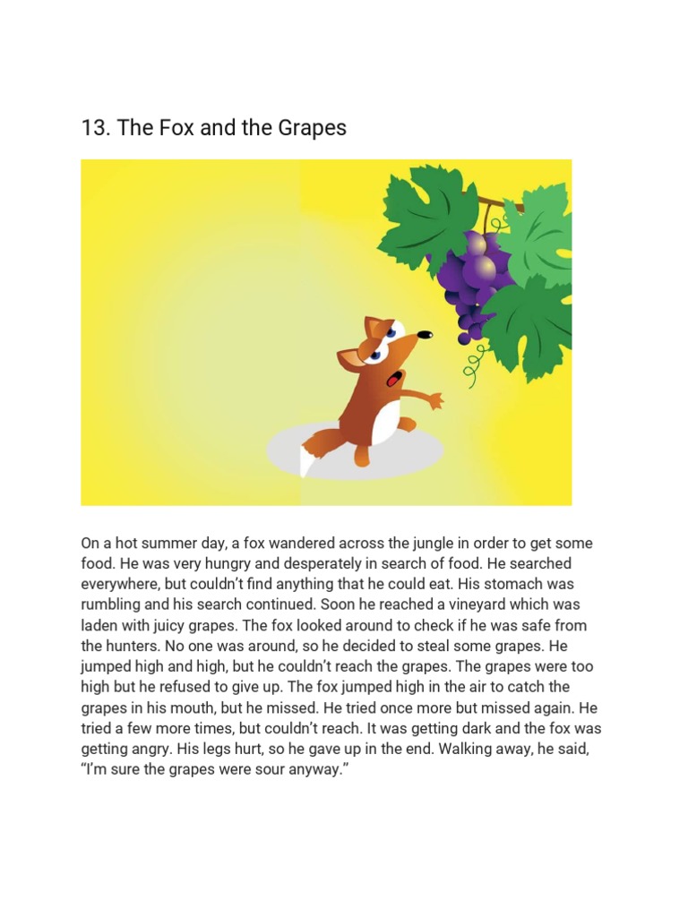 The Fox and the Sour Grapes | PDF