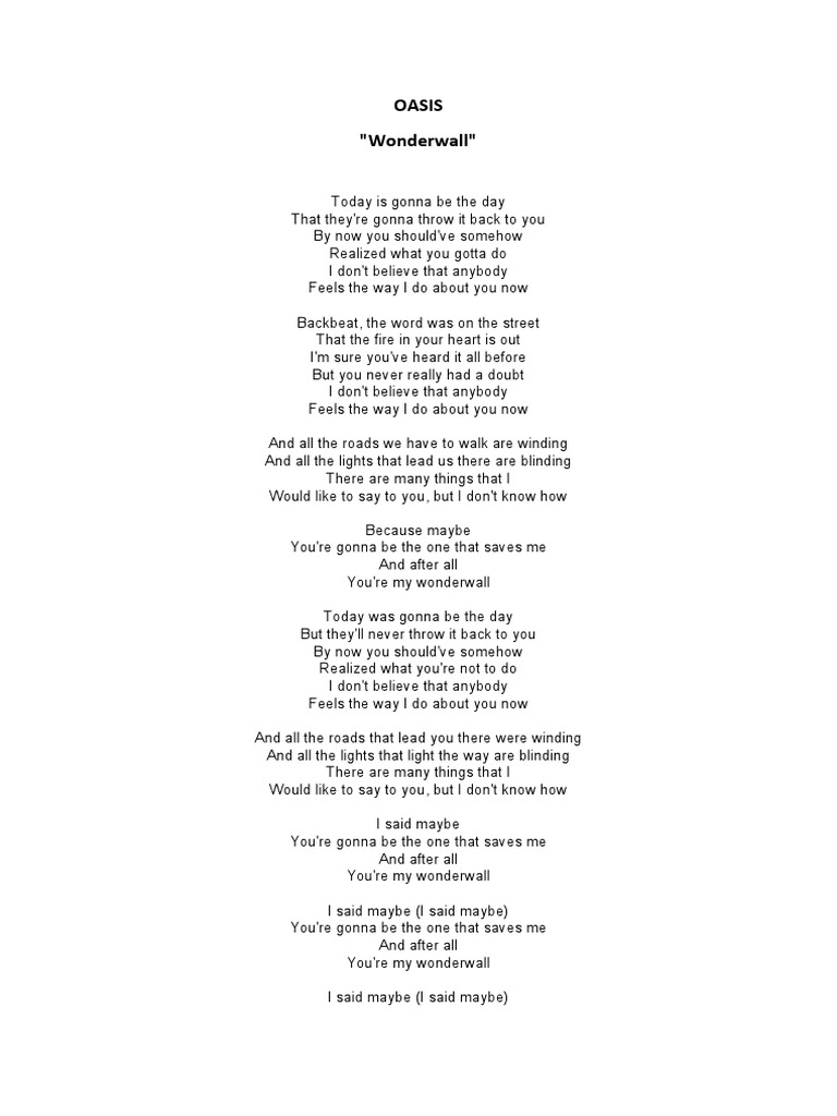 Oasis Wonderwall Pdf