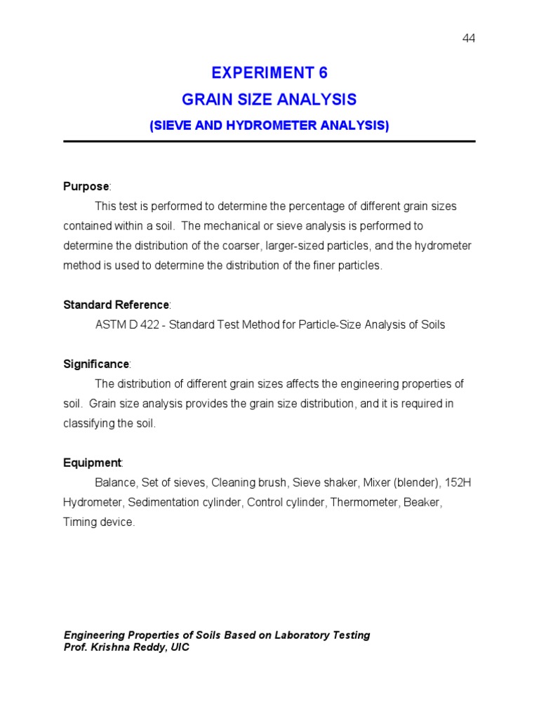 Experiment 6-Grain Size Analysis | PDF