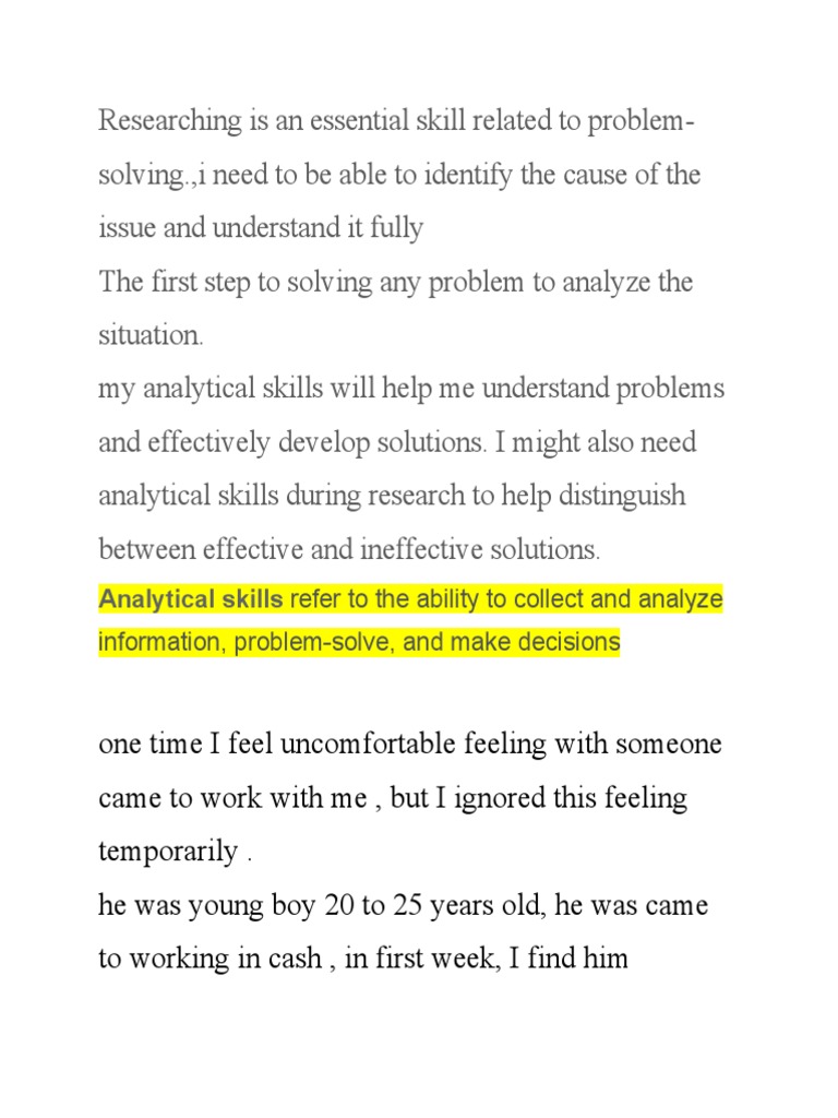 Analytical Skills: Refer To The Ability To Collect and Analyze ...