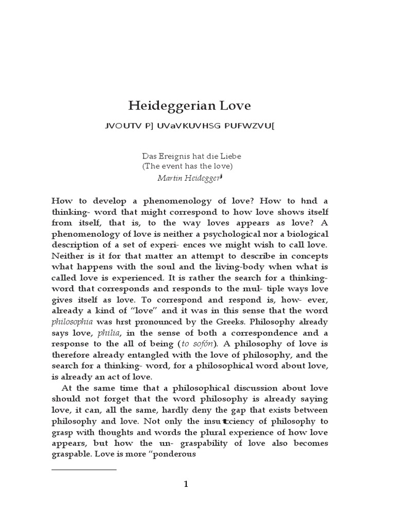 Heideggerian Love: Heidegger | PDF | Martin Heidegger | Phenomenology ...