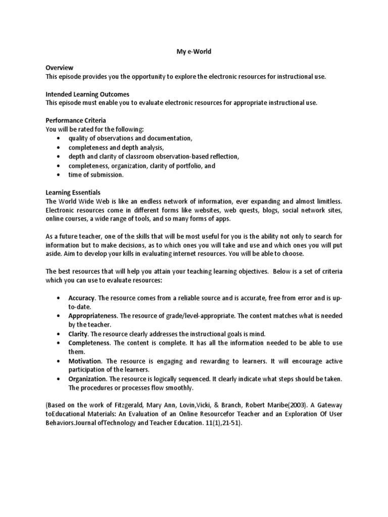Evaluating Electronic Teaching Resources | PDF | Teachers | Learning