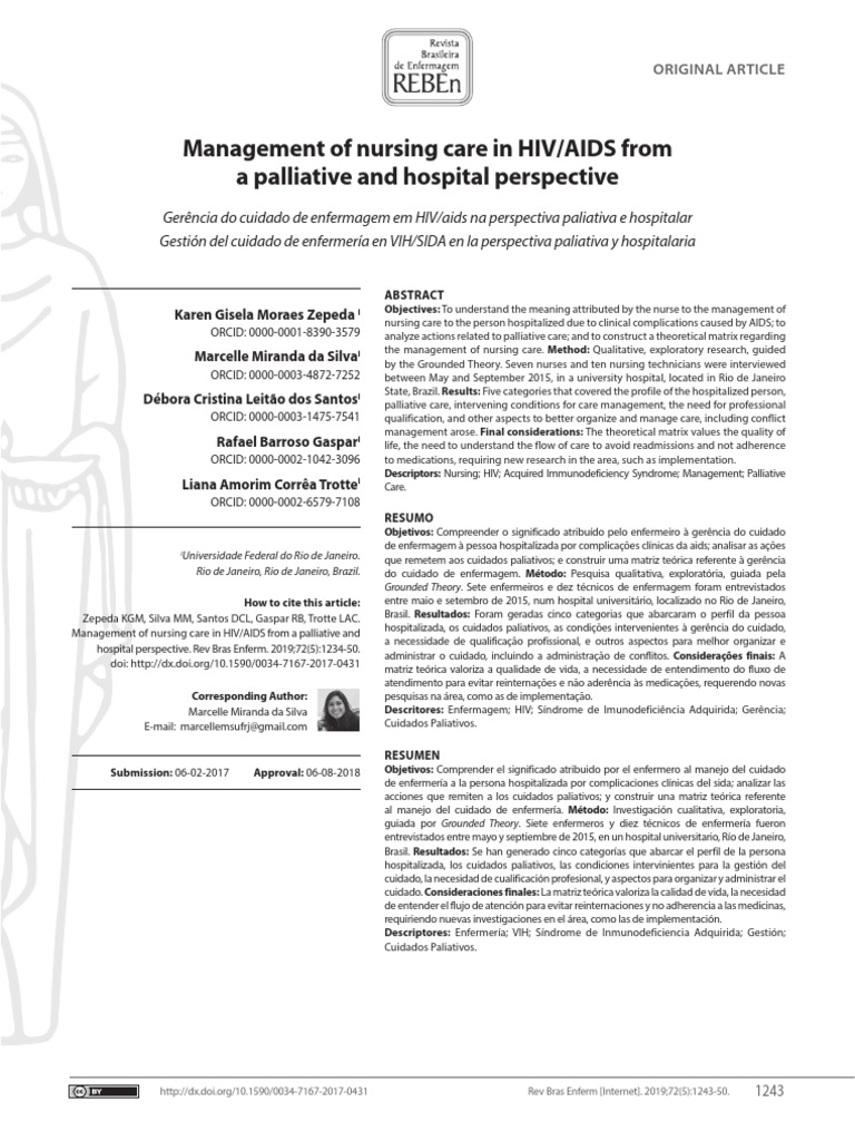 Management of Nursing Care in HIV AIDS From A Palliative and Hospital ...