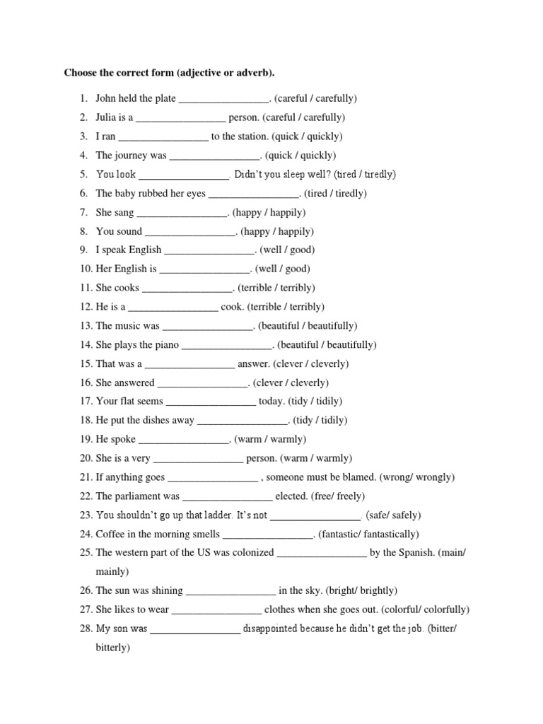 ADJECTIVE Vs ADVERB PRACTICE | PDF