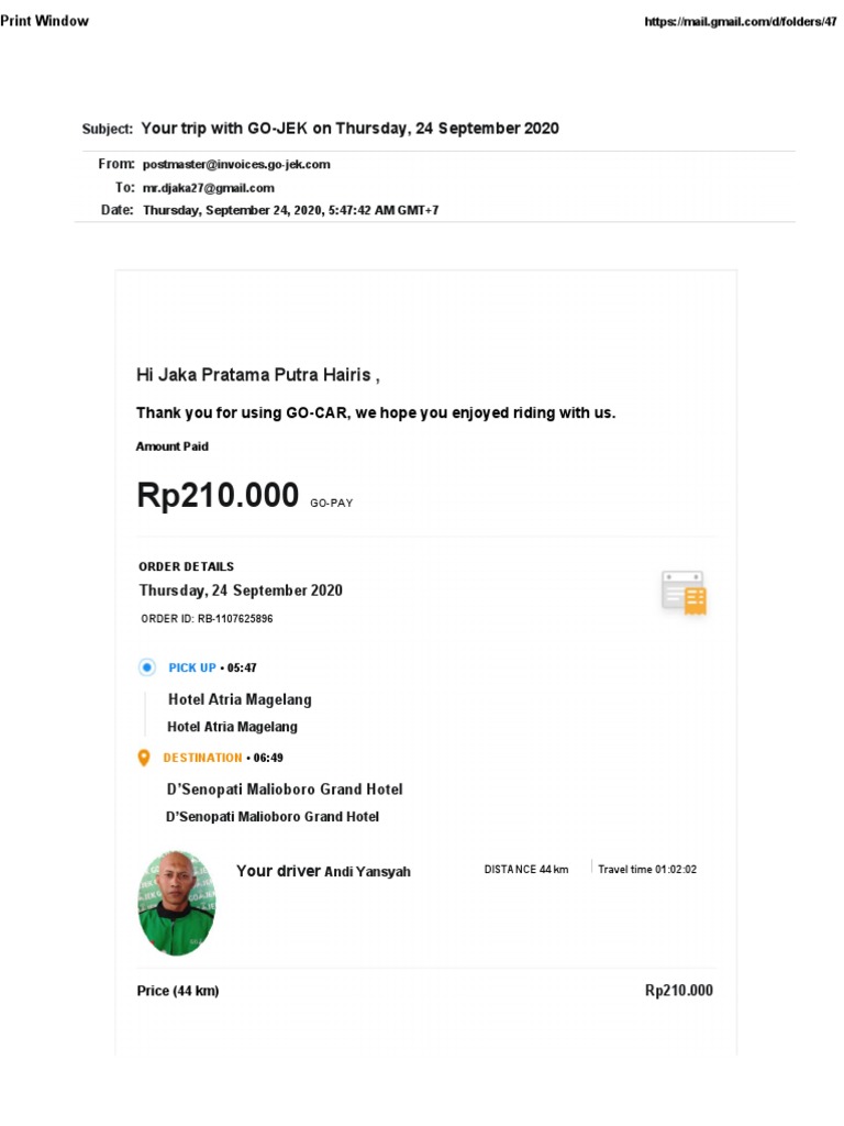 Example of Gojek Invoice | PDF | Jakarta