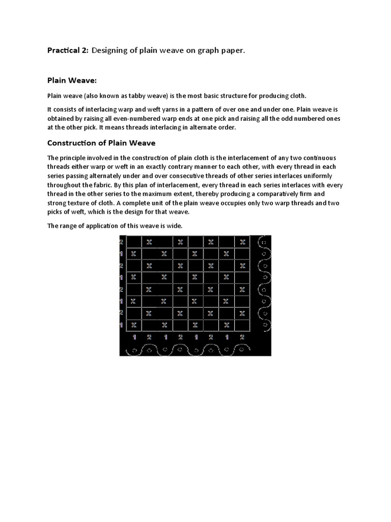 Practical 2: Designing of Plain Weave On Graph Paper | PDF
