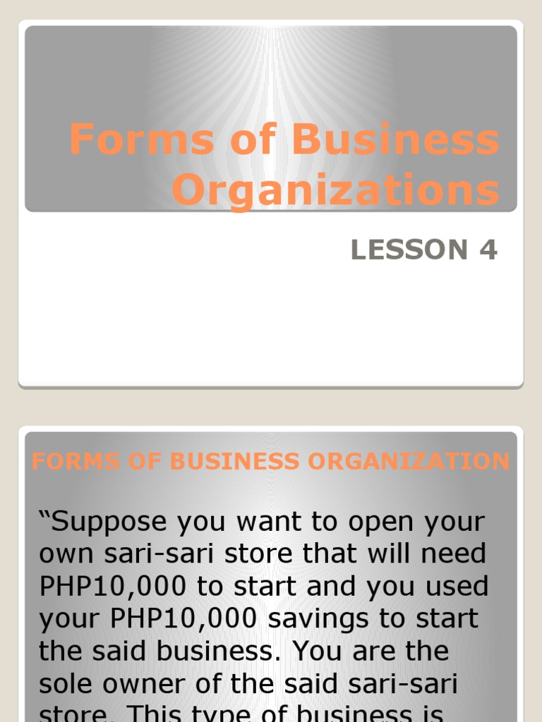 Forms of Business Organizations: Lesson 4 | PDF | Corporations ...