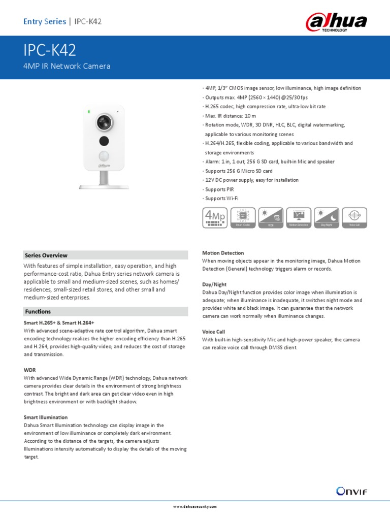 IPC-K42: 4MP IR Network Camera | PDF | Codec | Camera